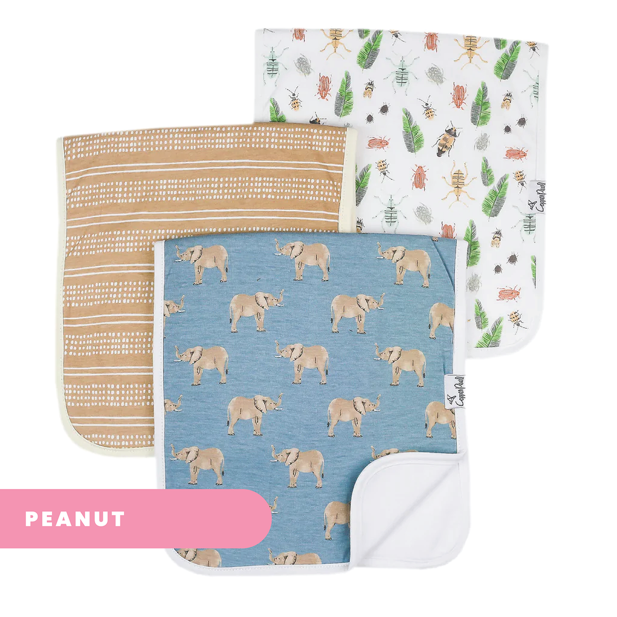 Copper Pearl Burp Cloths Peanut Boob Box